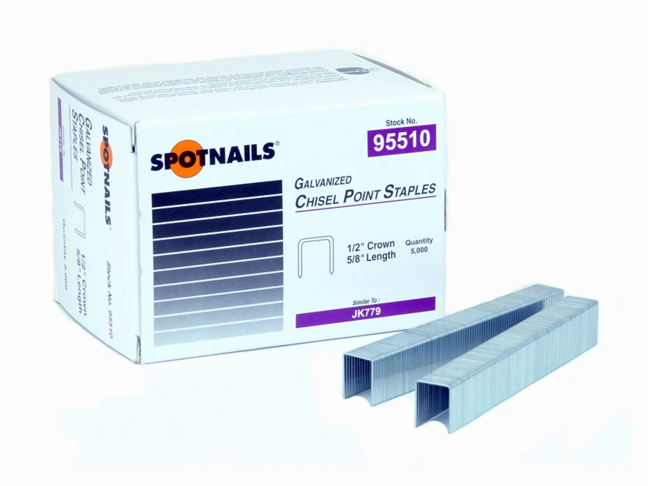 Spotnails 95510 5/8" Jk 779 Staples (5,000) 1/2" Crown Plier Staples ...