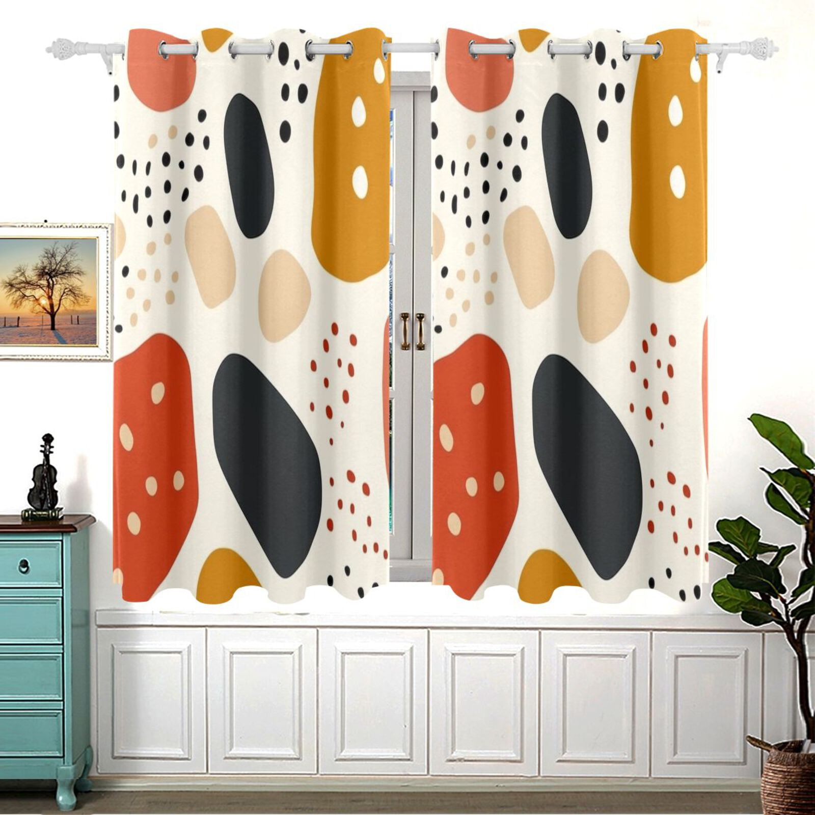 Spots Blocks Black Out Curtains Aesthetic for Bedroom Living Room ...