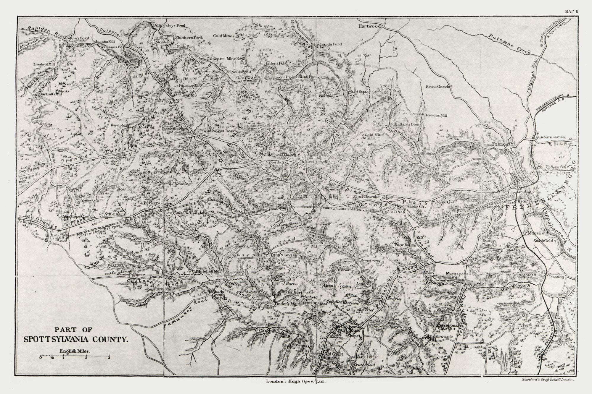 Historic County Map - Spotsylvania County Virginia - Stanford 1860 - 34 ...