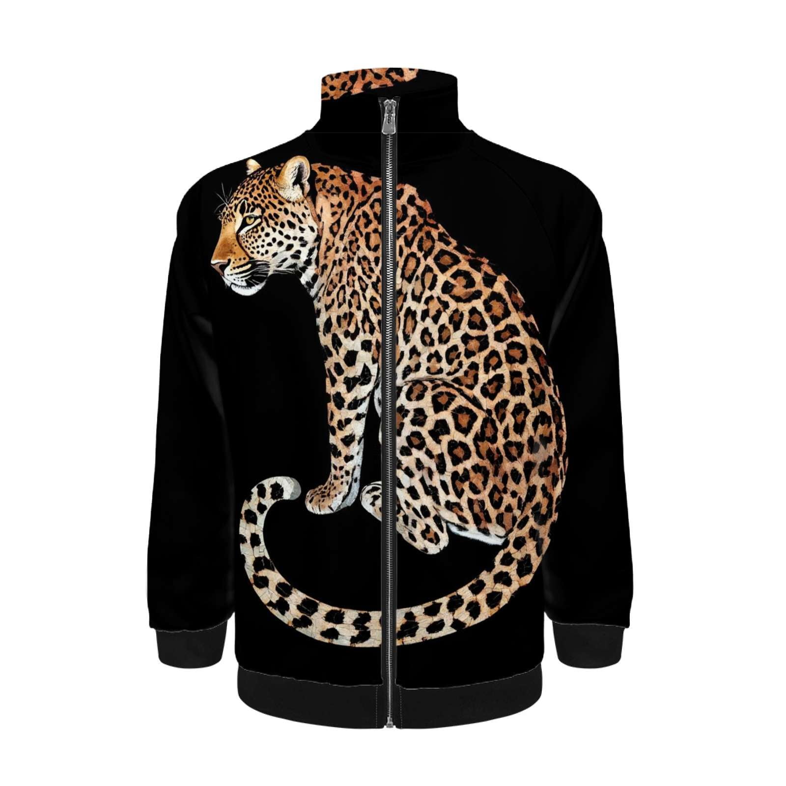 Spotted Cat Sits Dark Background Jacket Men's Street Cool Long Sleeves ...