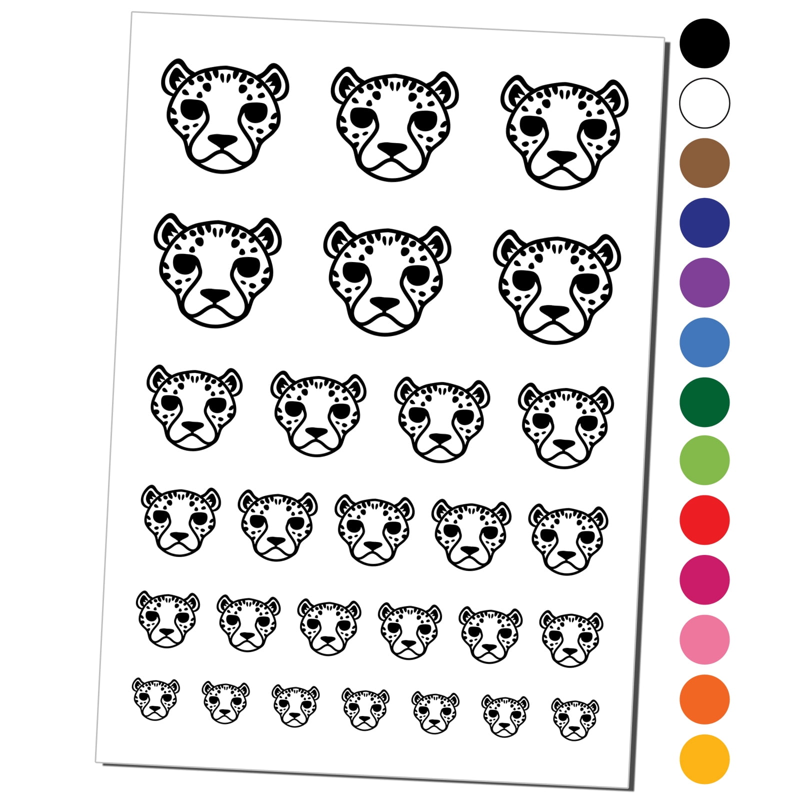 Spotted Cheetah head Water Resistant Temporary Tattoo Set Fake Body Art ...