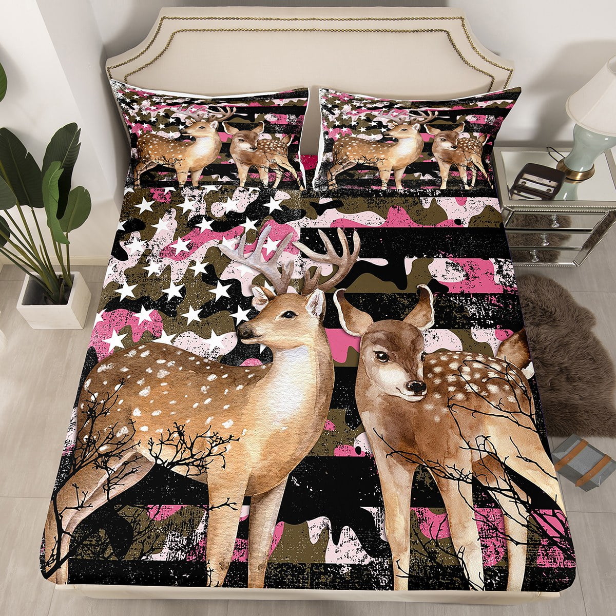 Spotted Deer Bed Sheets Sika Deer American Flag Sheets,Pink Camouflage ...