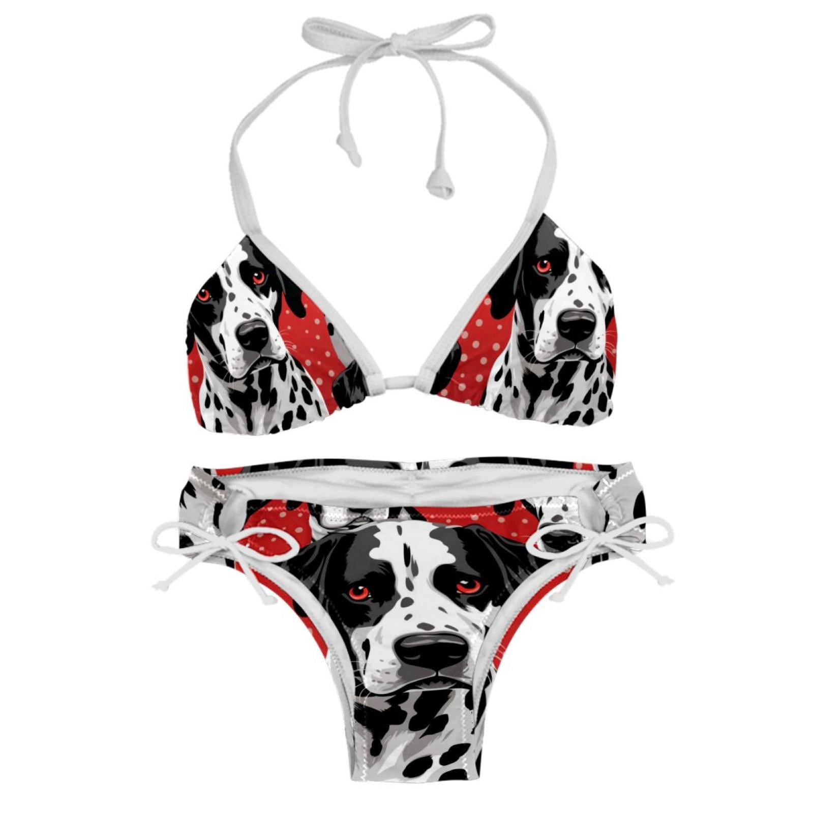 Spotted Dog Swimsuit Women Bikini Set with Detachable Sponge and ...
