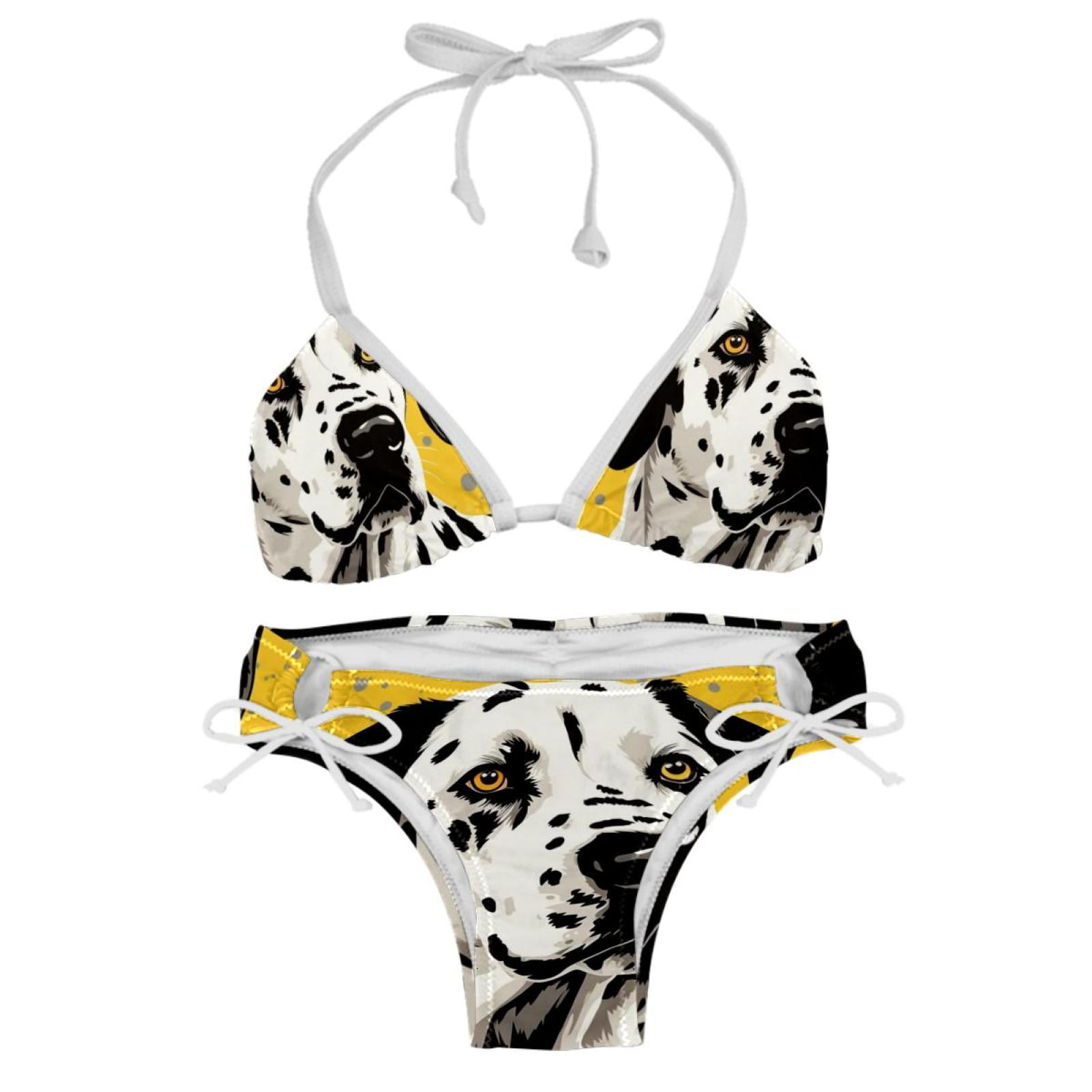 Spotted Dog Swimwear Bikini Set with Detachable Sponge & Adjustable ...