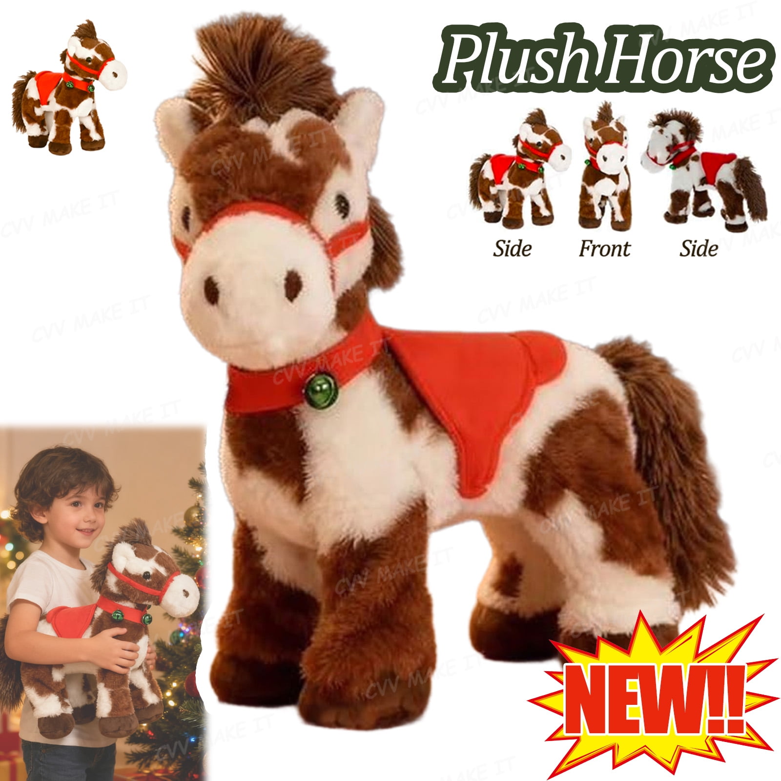 Spotted Electric Plush Horse, Interactive Walking Pony with Sound ...