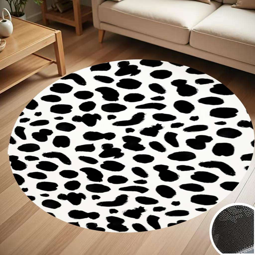 Spotted Pattern Black And White Round Carpet Living Room Bedroom Home ...