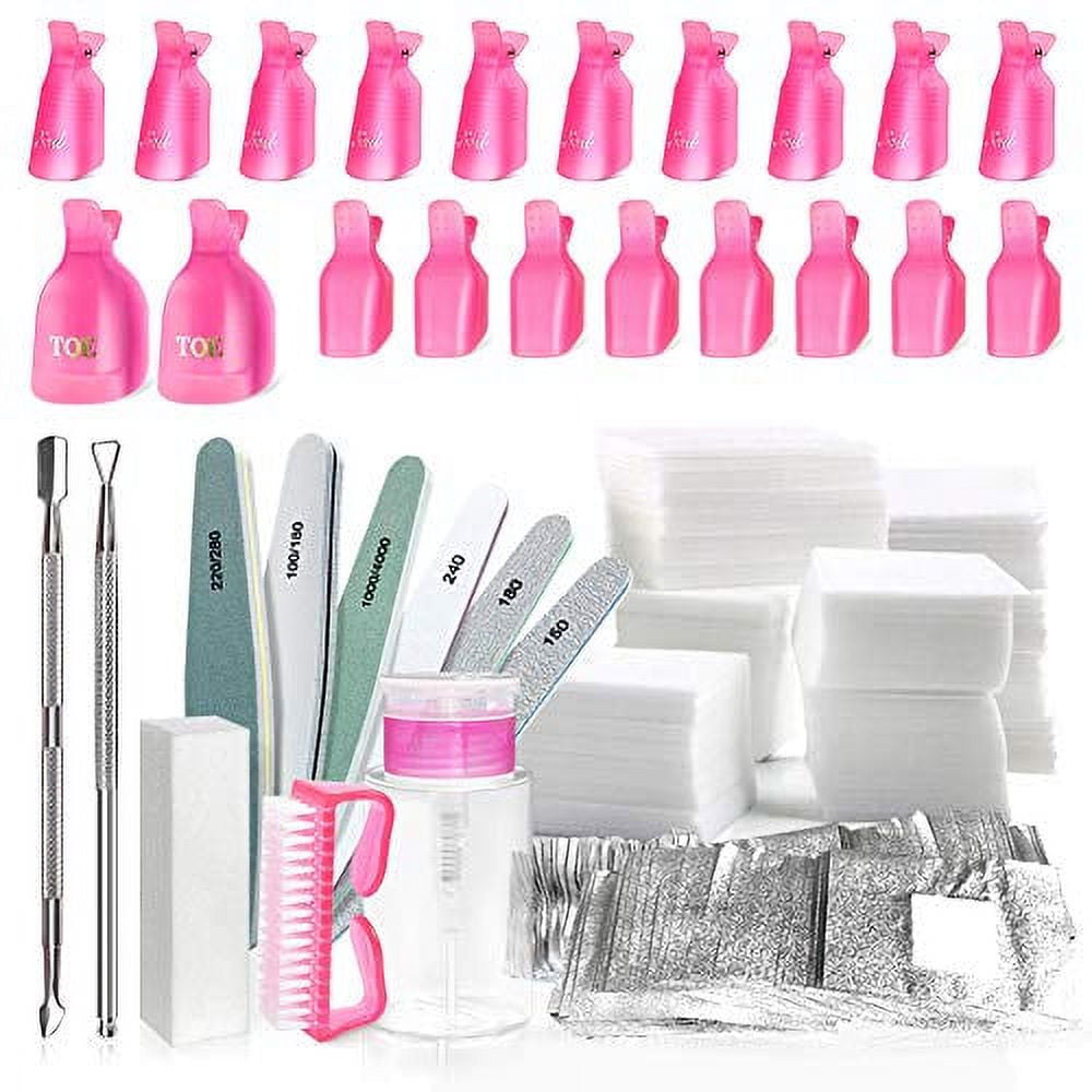 Spove Gel Nail Polish Removal Kit: Tools, Clips, Wipes, Cutter, Pump ...