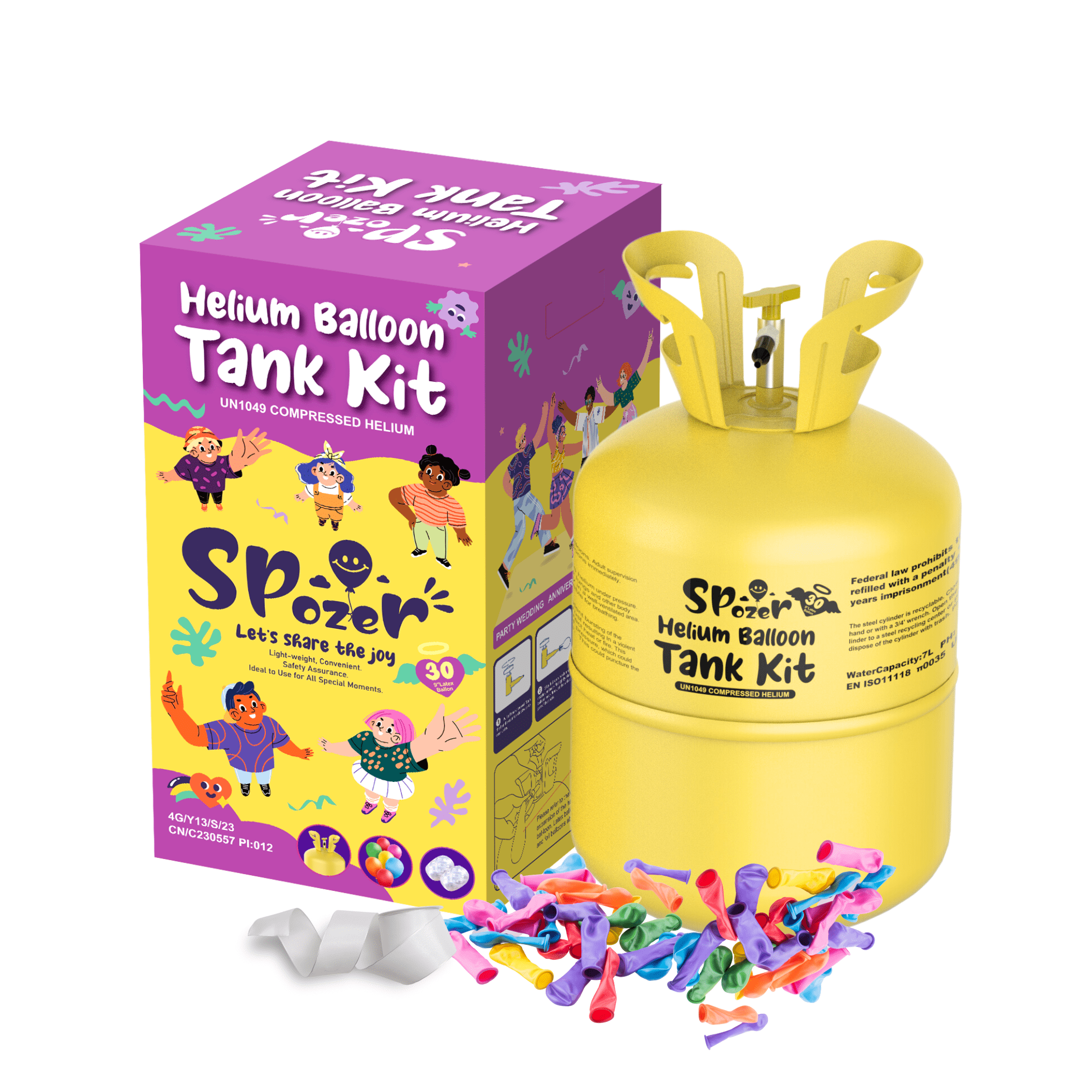 Spozer 7L Helium Tank up to 30 Latex Balloons Helium Tank for Balloons ...
