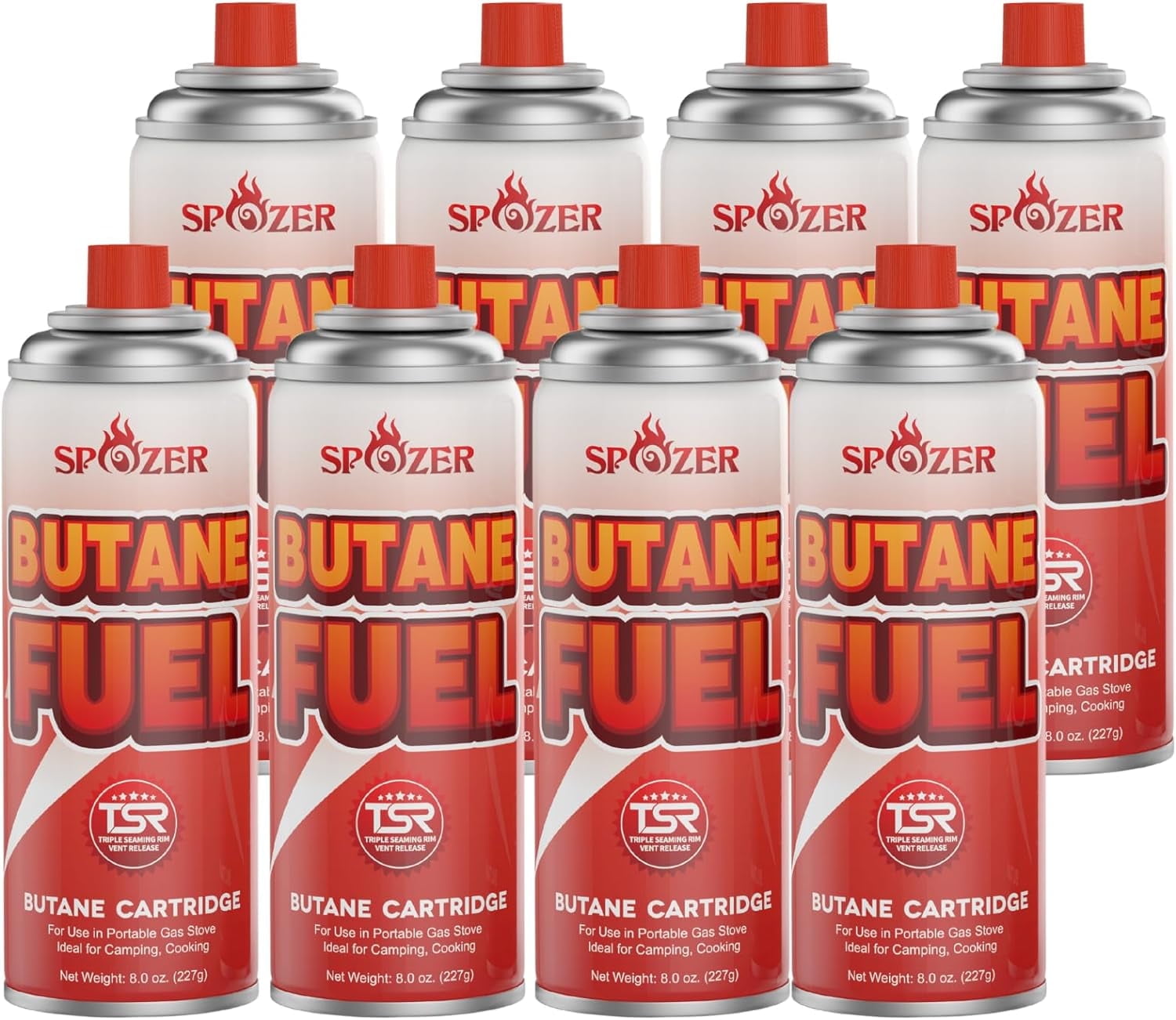 Spozer Portable Camping Stoves Butane Fuel Gas Bottles 8oz 227g, 8Pcs ...