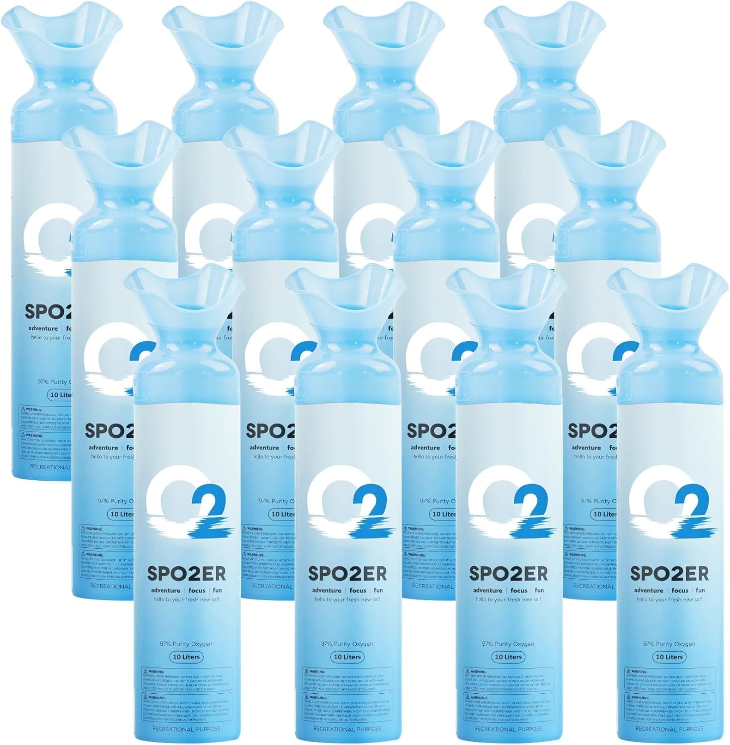 Spozer Oxygen Natural Cylinder 10 Liters Pure Oxygen Canister O2 Bottle (12 packs) - Walmart.com