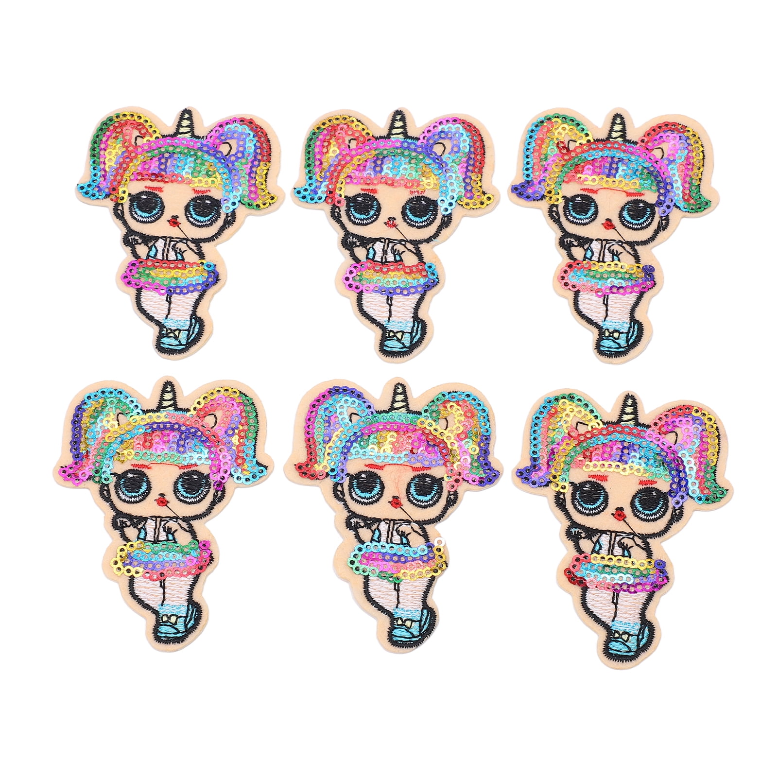 Spptty Little Girl Patches,6pcs Little Girl Patches Colorful Sequins ...
