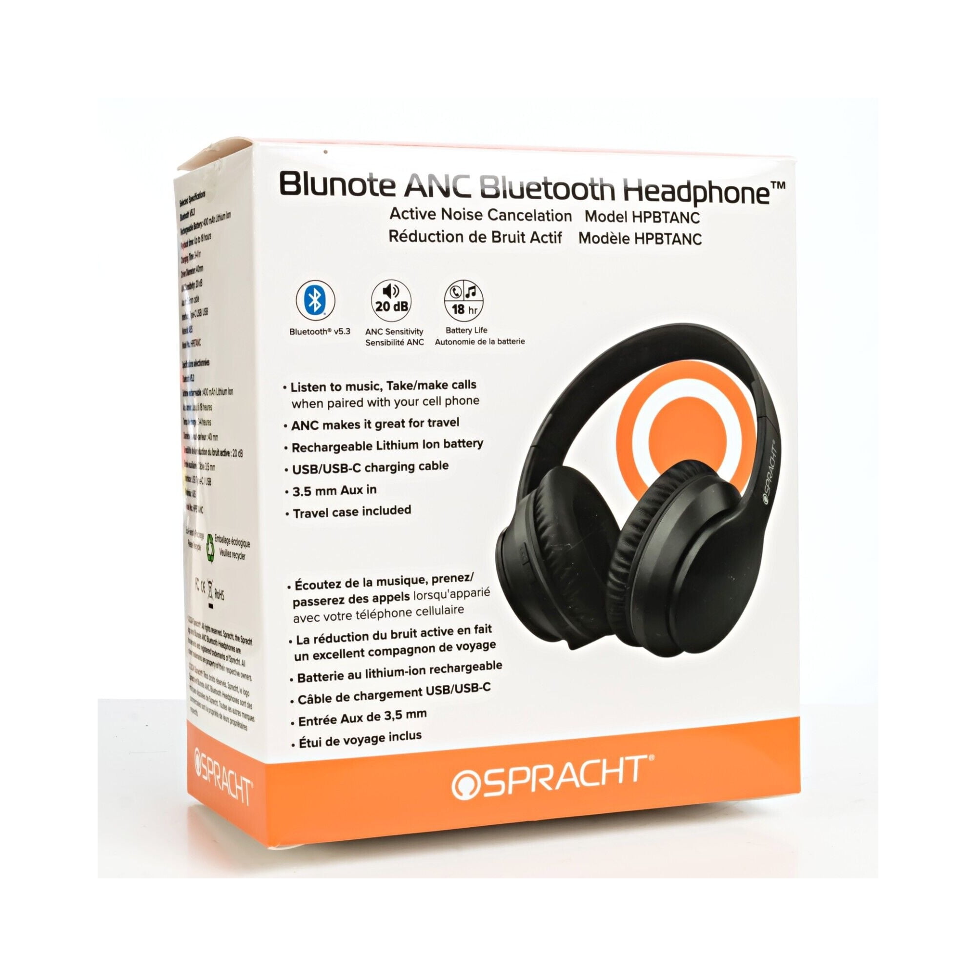 Spracht Blunote ANC Bluetooth Headphone, Black - Walmart.com