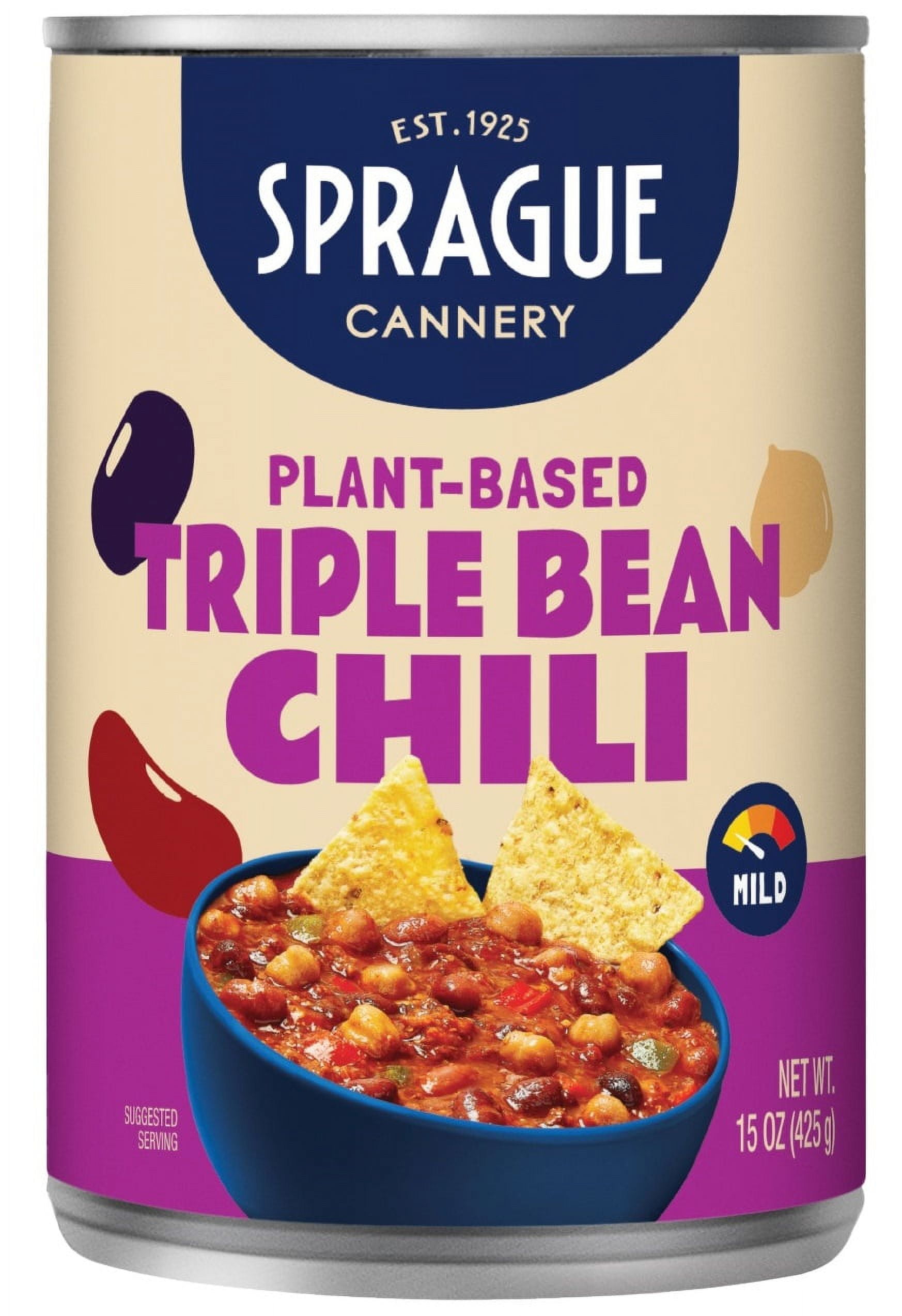 Sprague Foods' - Triple Bean Chili in an Easy Open 15oz Can. Vegan ...