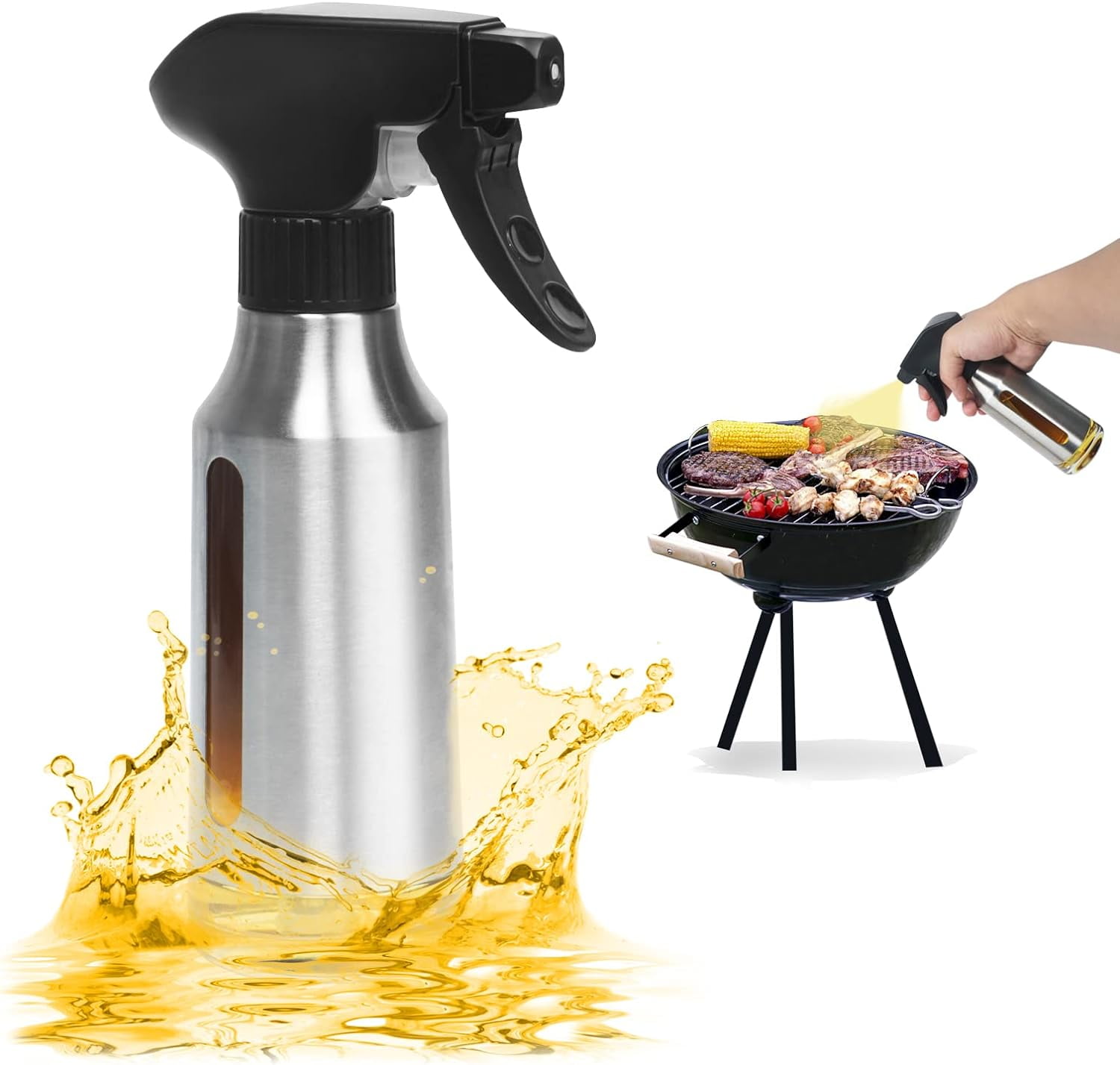 Spray Bottle,180ml Olive Oil Sprayer for Cooking,Stainless Steel Oil ...
