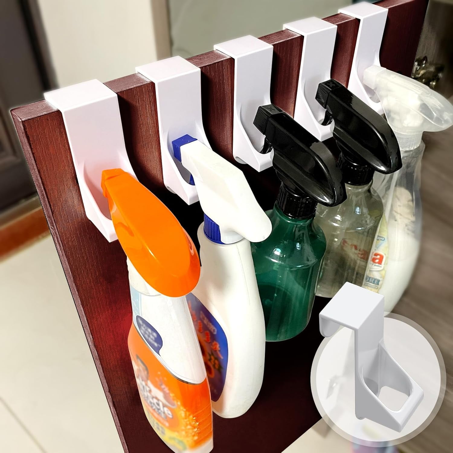 6 PCS Wall Mount Spray Bottle Hooks Holder to Create Storage Space Easy ...