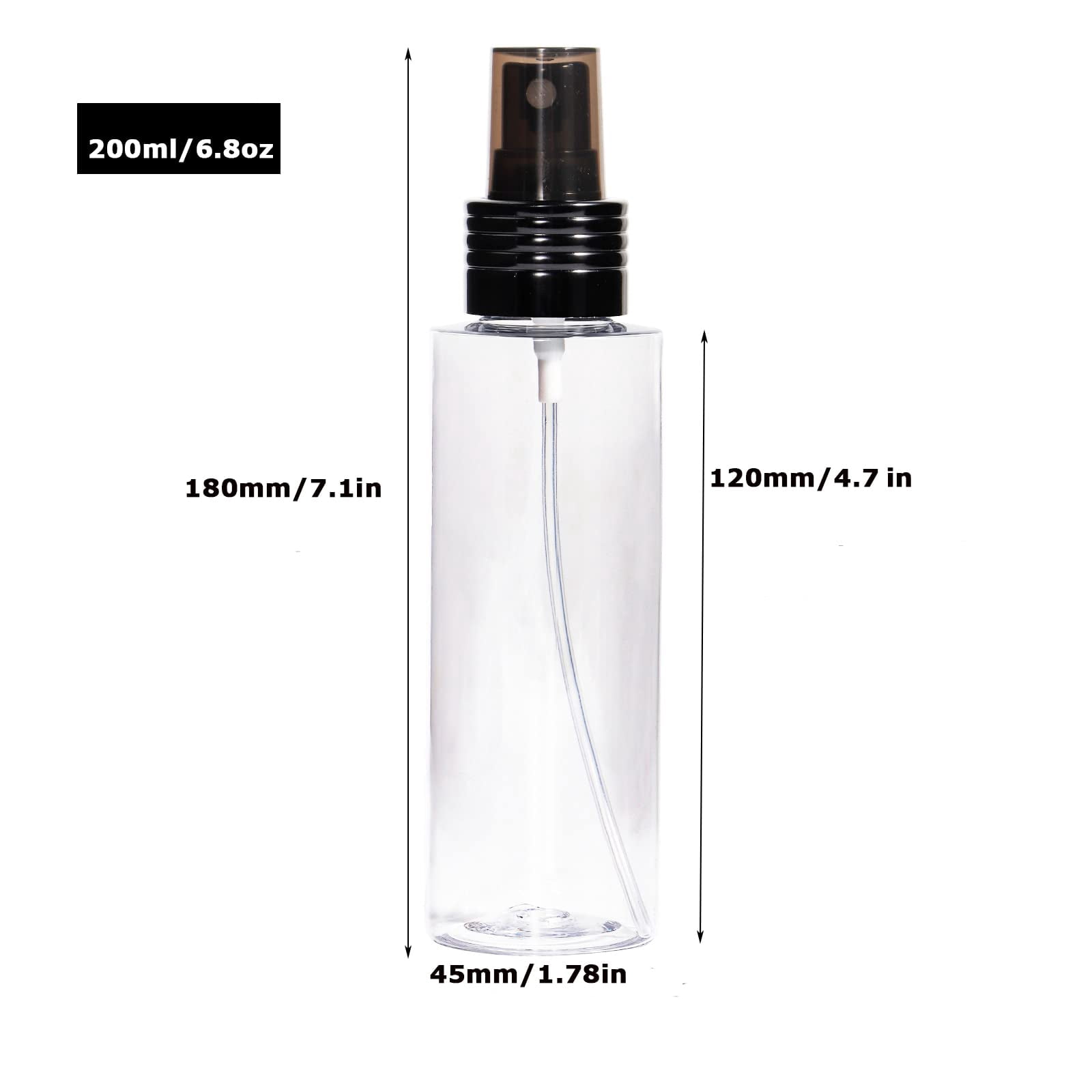 Spray Bottles, 6.8oz/200ml Clear Empty Fine Mist Plastic Mini Travel ...