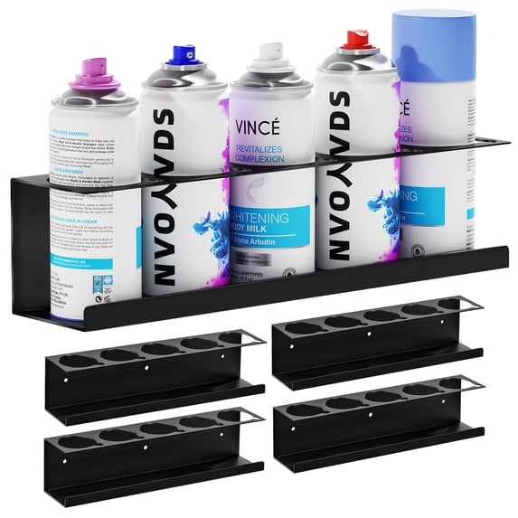 Spray Can Holder Rack Organize, 4 Pack Black Wall-Mounted Steel Aerosol ...
