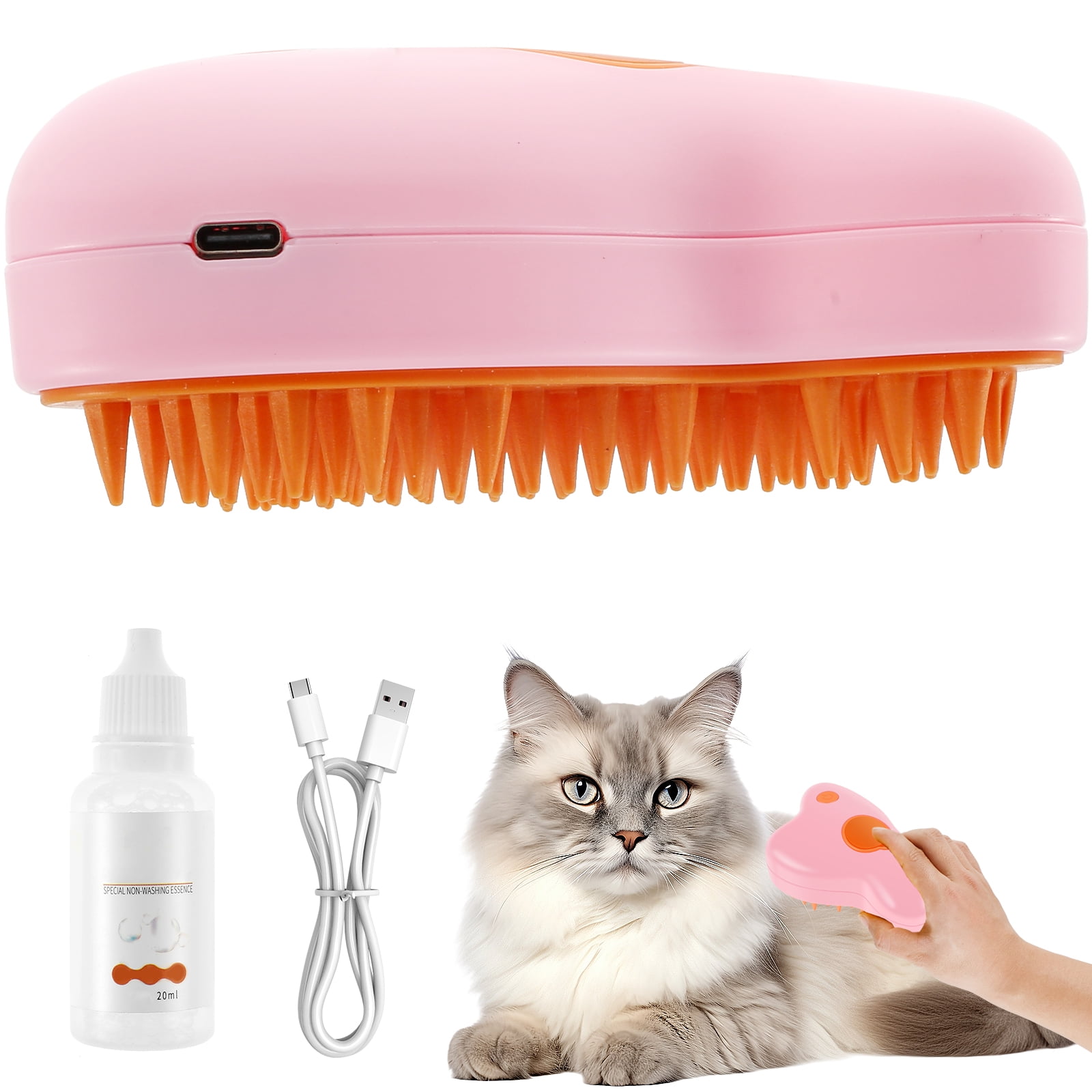 Spray Cat Brush 150mAh Rechargeable Cat Steam Brush with Water Tank ...