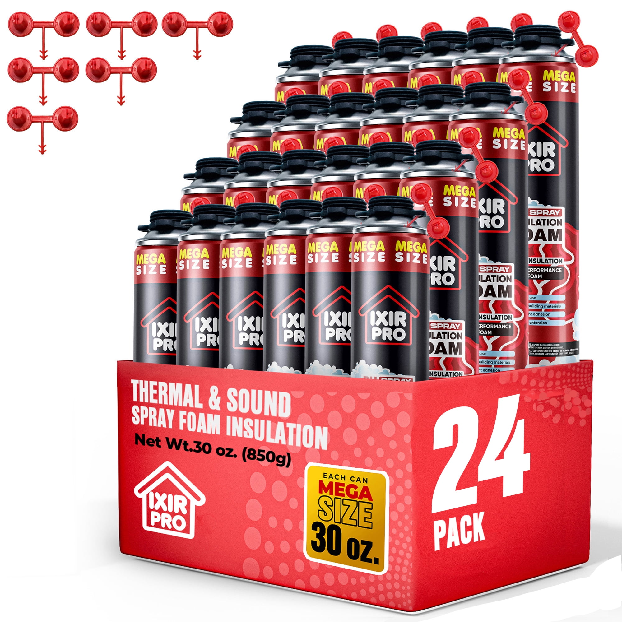 Spray Foam Insulation Can (24 x 30 oz. / 850 g) Expanding Sealant, Mega ...