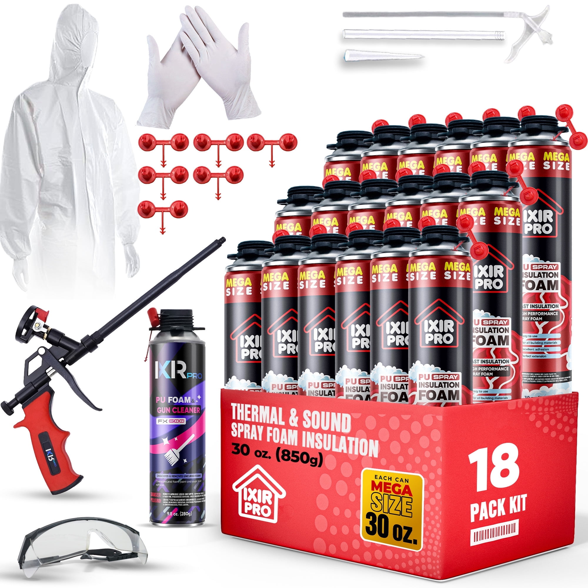 Spray Foam Insulation Kit (18 PK Kit-30oz) Expanding Sealant, Mega Size ...