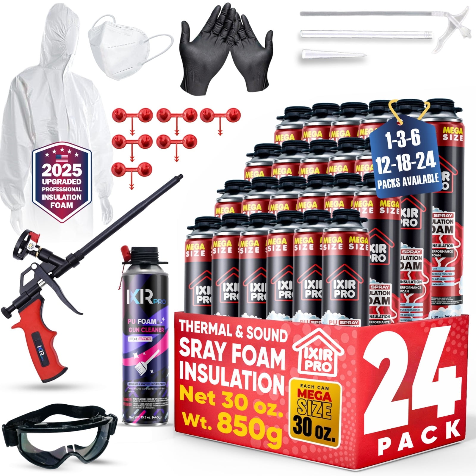 ixirpro Spray Foam Insulation Kit, 24 Pack (30 oz Each) – Closed Cell ...
