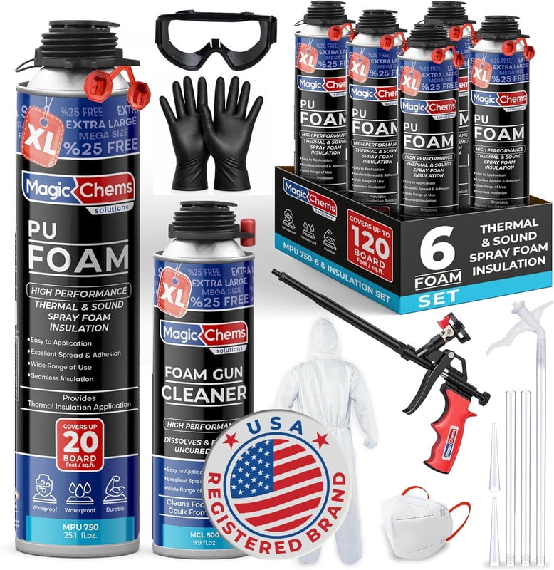 Spray Foam Insulation Kit (6 Pack-25.4 oz) Expanding Foam Sealant for ...
