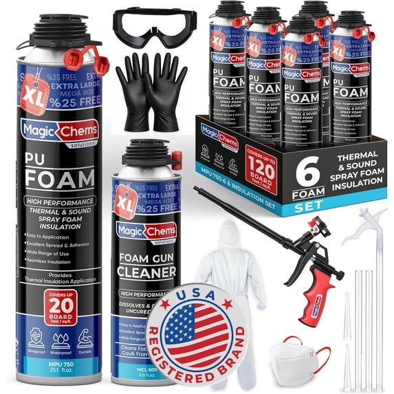 Spray Foam Insulation Kit (6 Pack-25.4 oz) Expanding Foam Sealant for ...