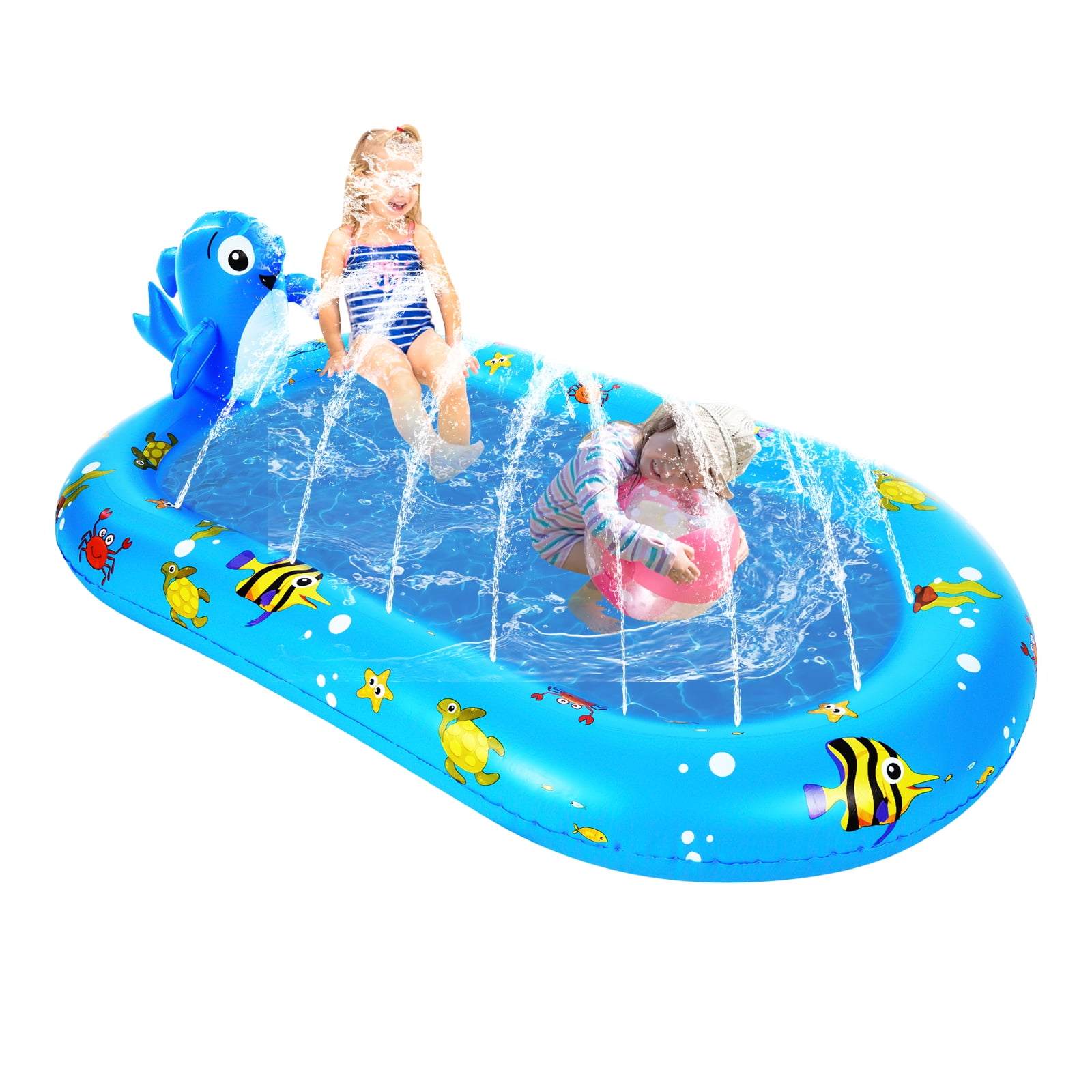 Spray Fountain,170 * 67 Dolphin Kiddie Pool Pad Pool Summer 67 * 40in ...