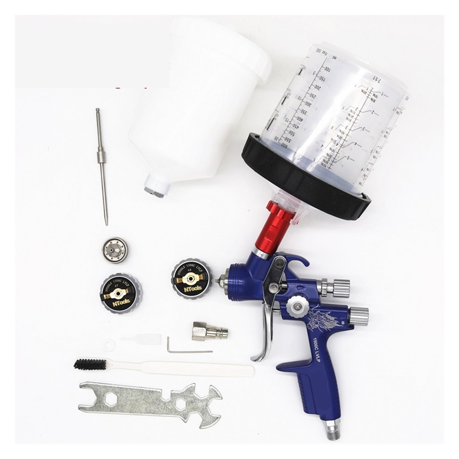Spray Gun 1.3 And 1.7mm Nozzle With Adapter And 600CC Tank Air Spray ...