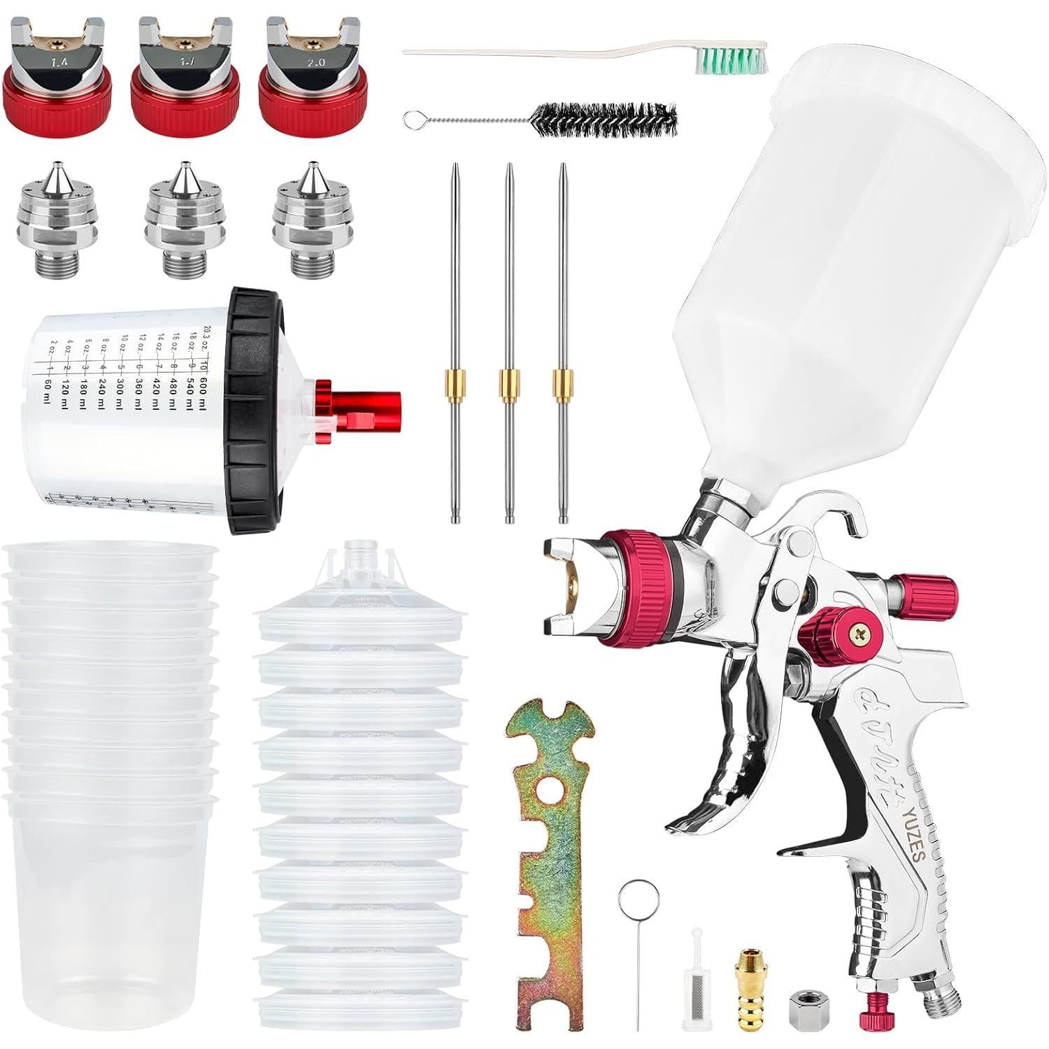 Spray Gun with 1.4/1.7/2.0mm Copper Nozzles, Automotive Paint Gun Set ...