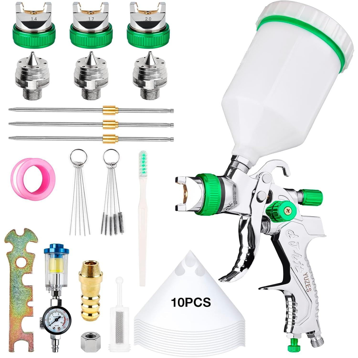 Spray Gun with 1.4/1.7/2.0mm Copper Nozzles, Automotive Paint Gun Set ...