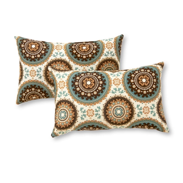 Spray Medallion 19 x 12 in. Outdoor Rectangle Throw Pillow (Set of 2 ...