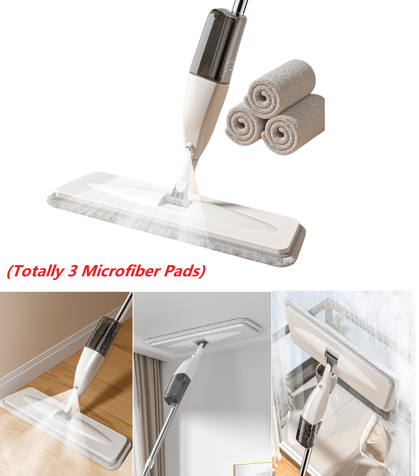 Spray Mop for Floor Cleaning with Refillable Bottle and 3 Washable ...