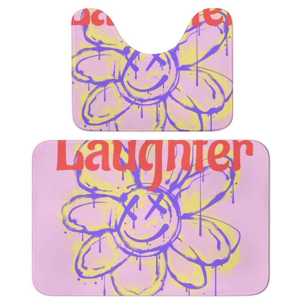 Spray Painted Daisy Happy Face Bathroom Rugs Set 2 Pieces, Bathroom Set ...