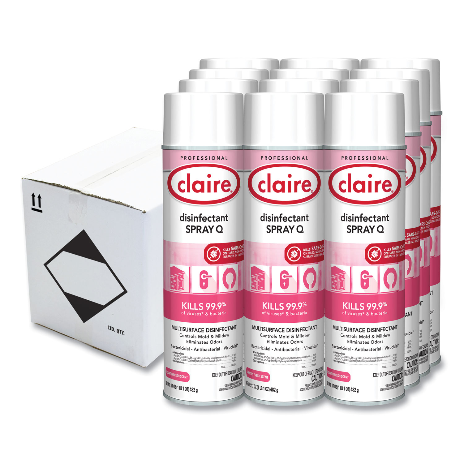 Spray Q Disinfectant, Country Fresh Scent, 17 oz Aerosol Spray, Dozen ...