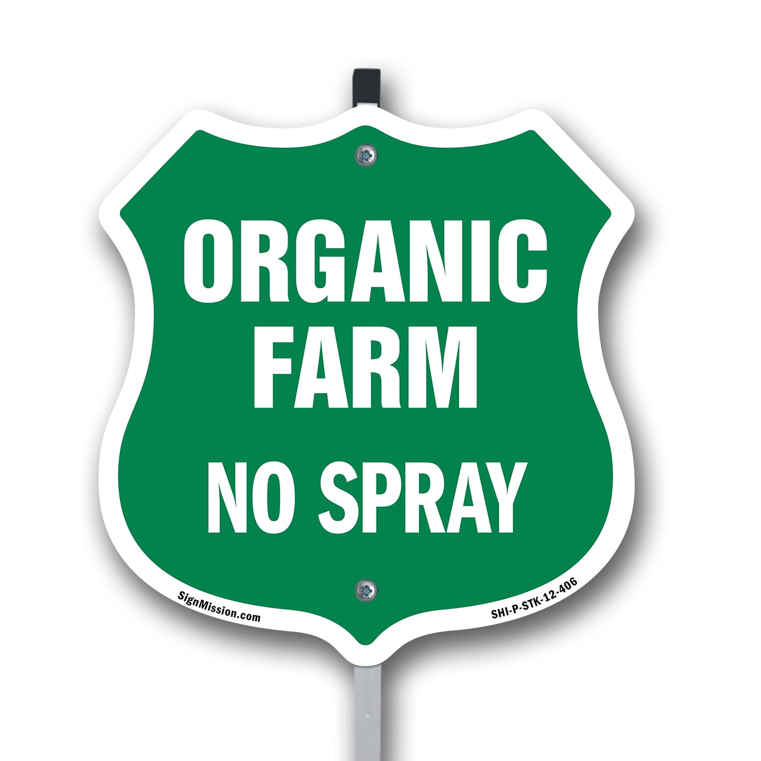 No Spray Shield Sign Organic Farm 12 inch X 12 inch Shield Shaped ...