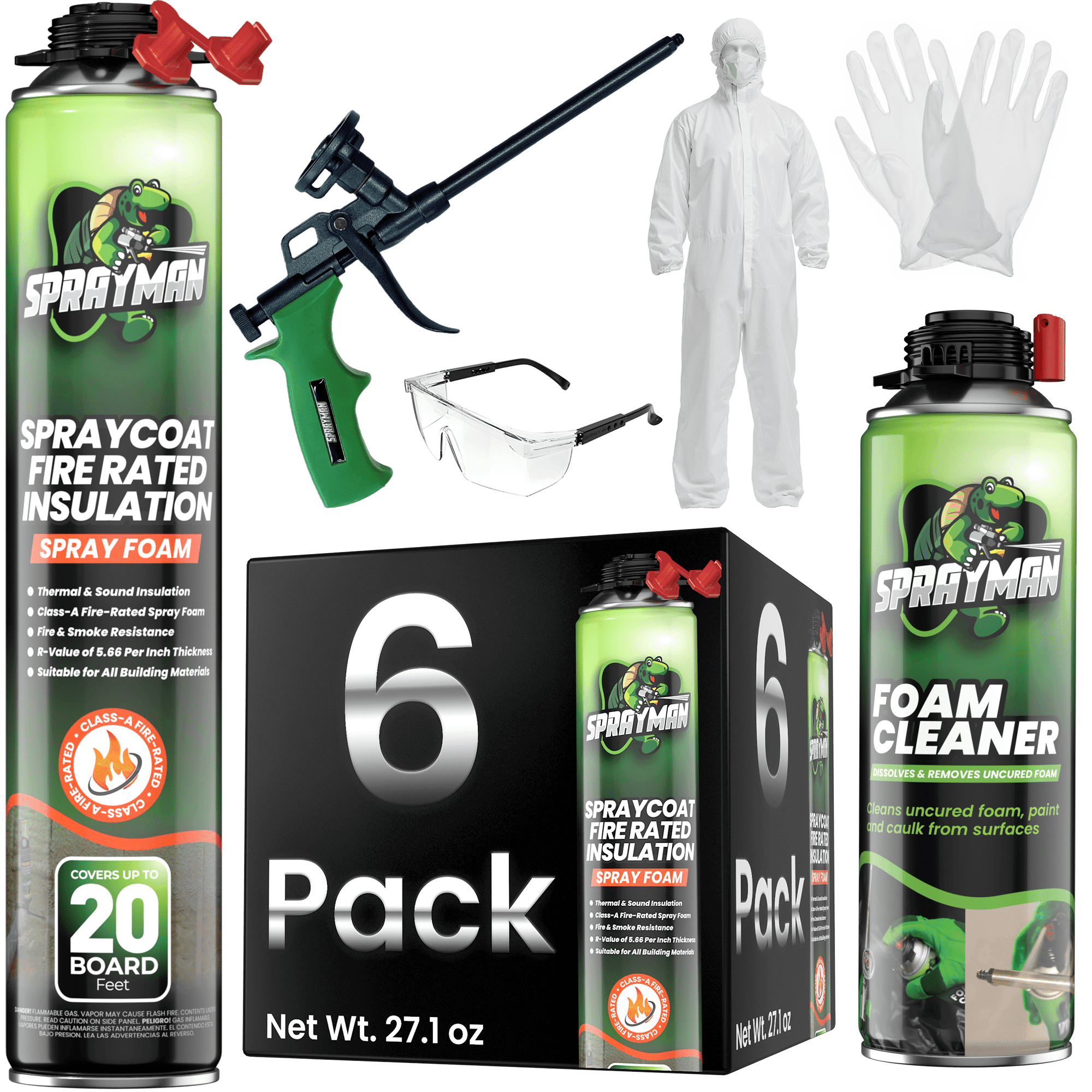 Sprayman Spraycoat Fire Rated Spray Foam Insulation, Closed Cell, 120 ...