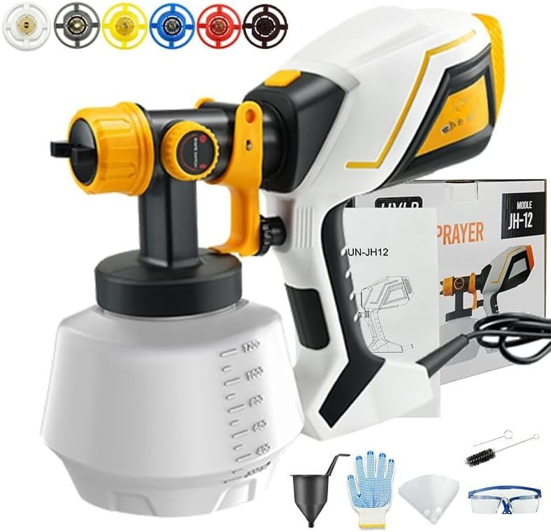 Sprayer 1000W HVLP with 6 Copper Nozzles and 3 Patterns 1200ML High ...
