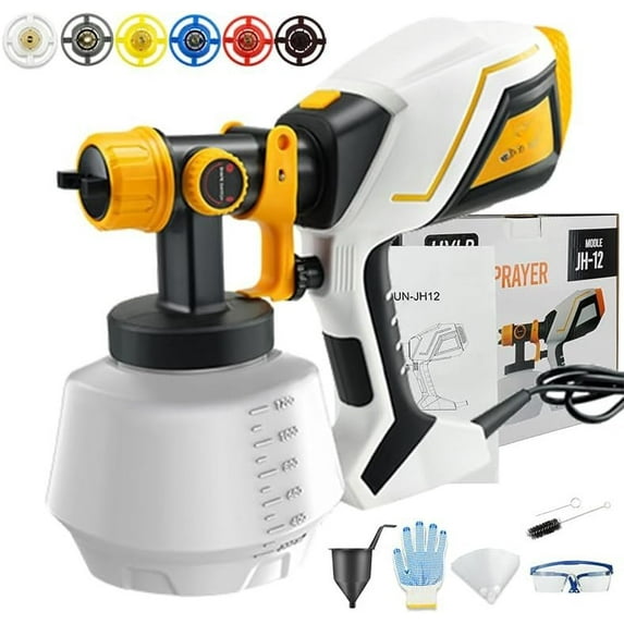 Sprayer 1000W HVLP with 6 Copper Nozzles and 3 Patterns 1200ML High ...