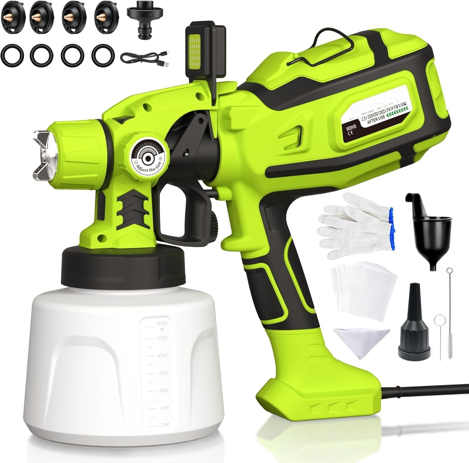 Sprayer, 1250W HVLP with 5 Nozzles & 3 Patterns, Adjustable Control ...