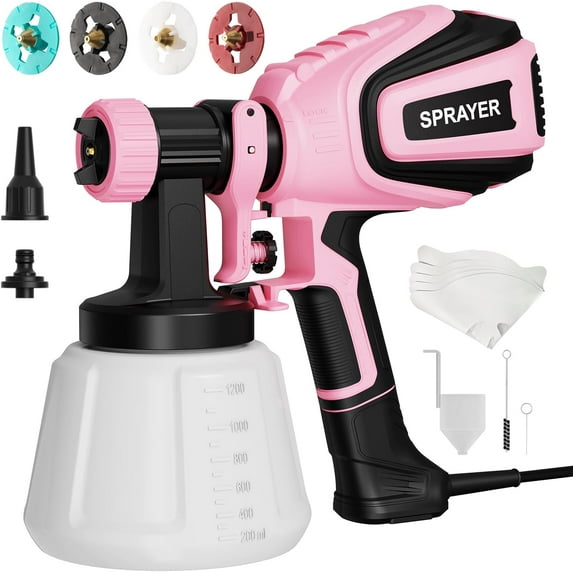 Sprayer, 700W HVLP with Cleaning & Blowing Joints, 4 Nozzles and 3 ...
