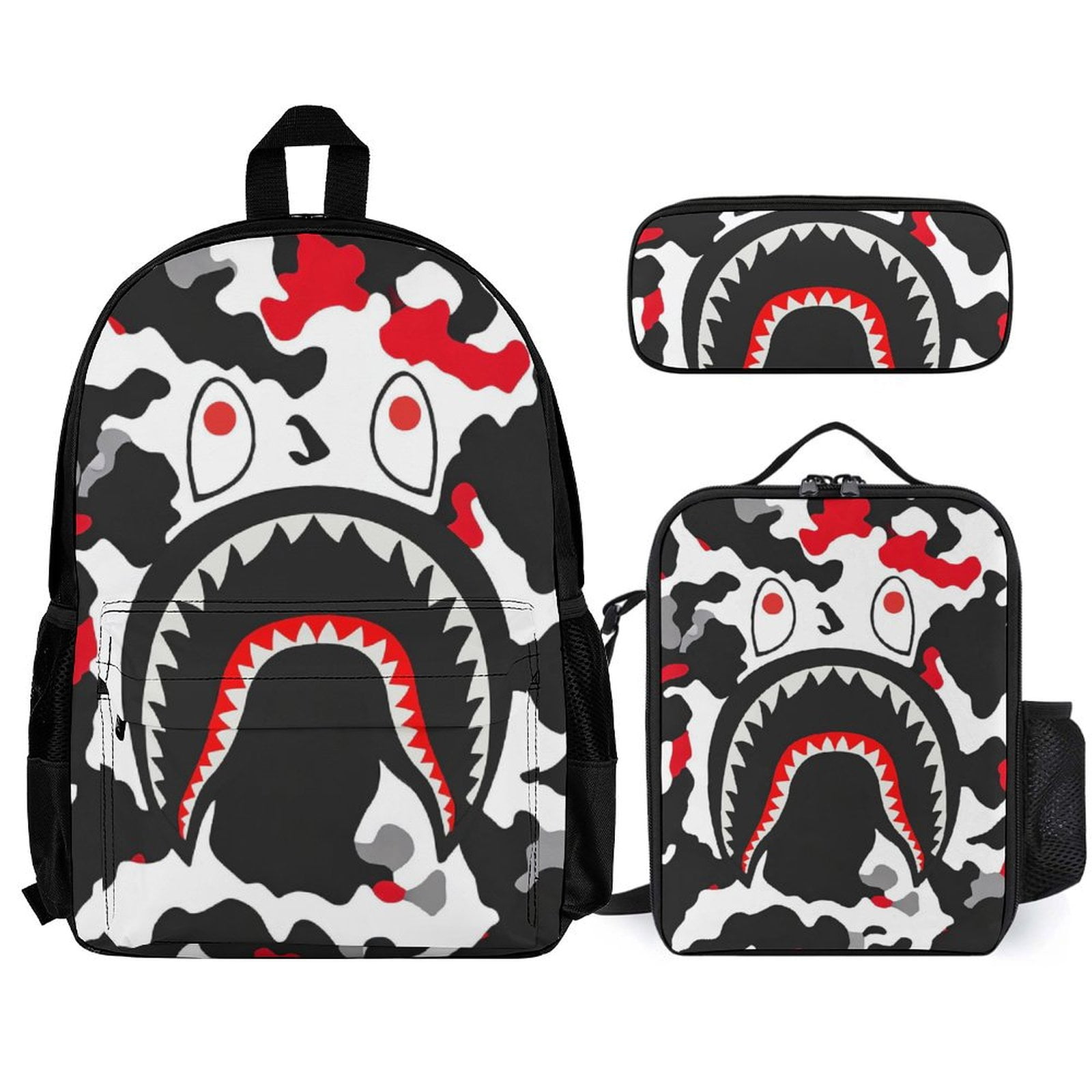Sprayground Shark 3 Pcs Set Backpack Lunch Bag Pencil Case Thermal ...