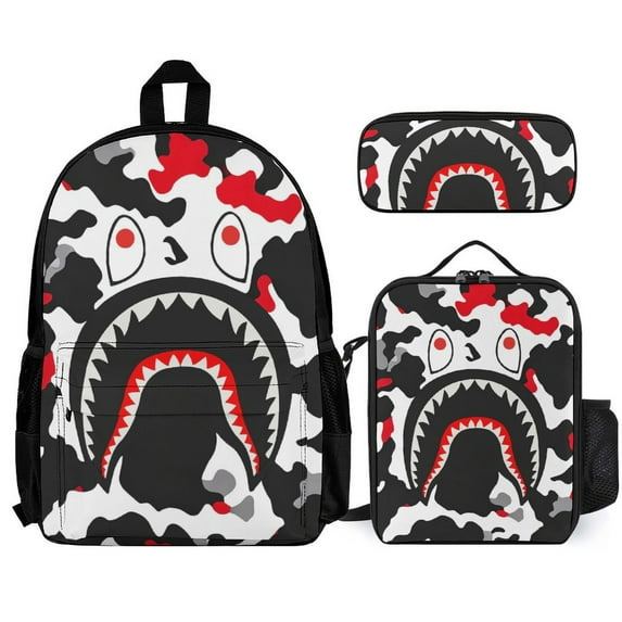 Sprayground Shark 3 Pcs Set Backpack Lunch Bag Pencil Case Thermal ...