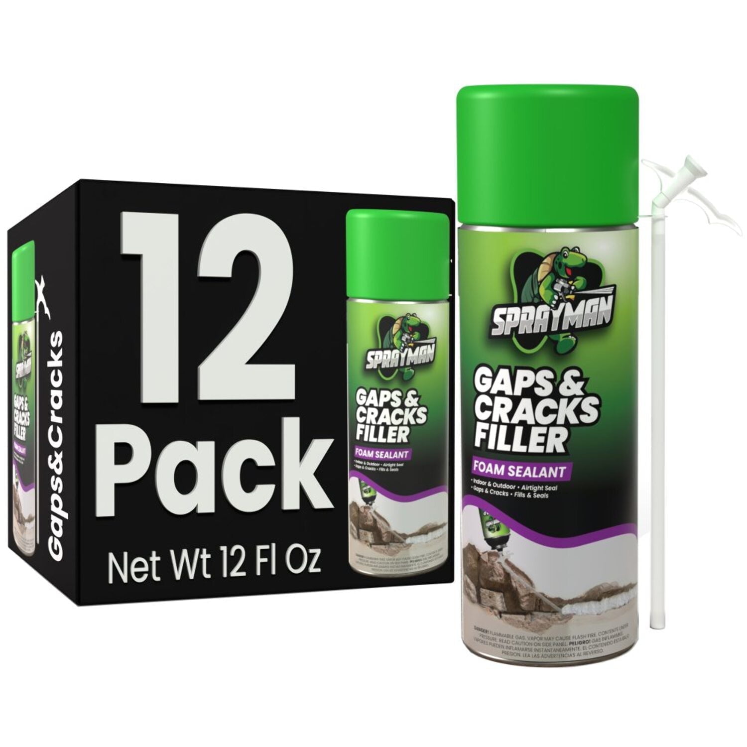 Sprayman Gaps & Cracks Filler Straw Foam - 12oz-12 Pack - Walmart.com