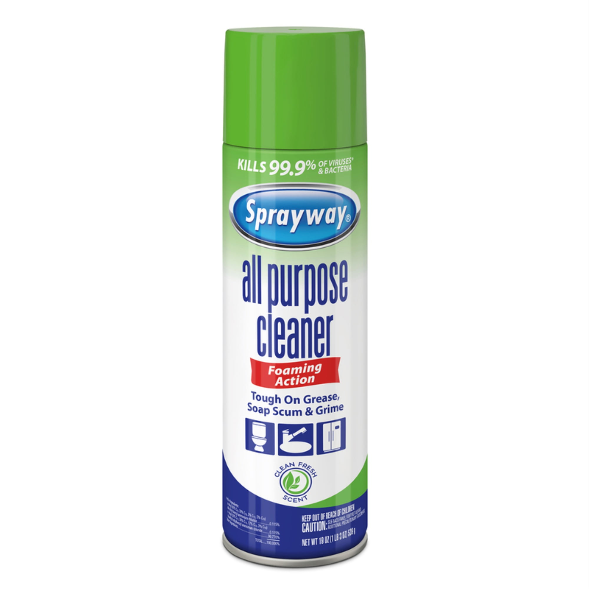 Sprayway Multi-Use Foaming Action Antibacterial Cleaner, Multipurpose ...