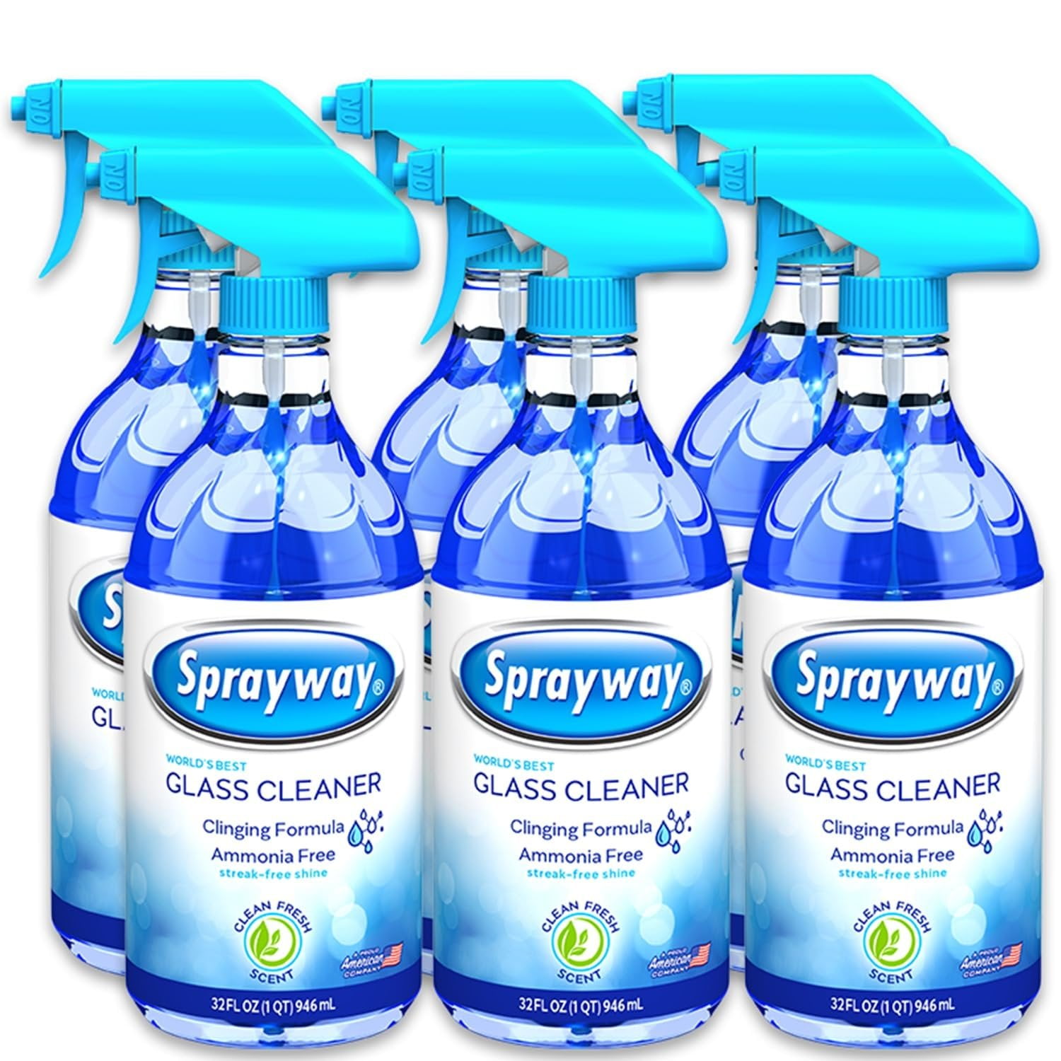 Sprayway Glass Cleaner Liquid Spray, 32oz, Pack of 6 Ammonia-Free ...