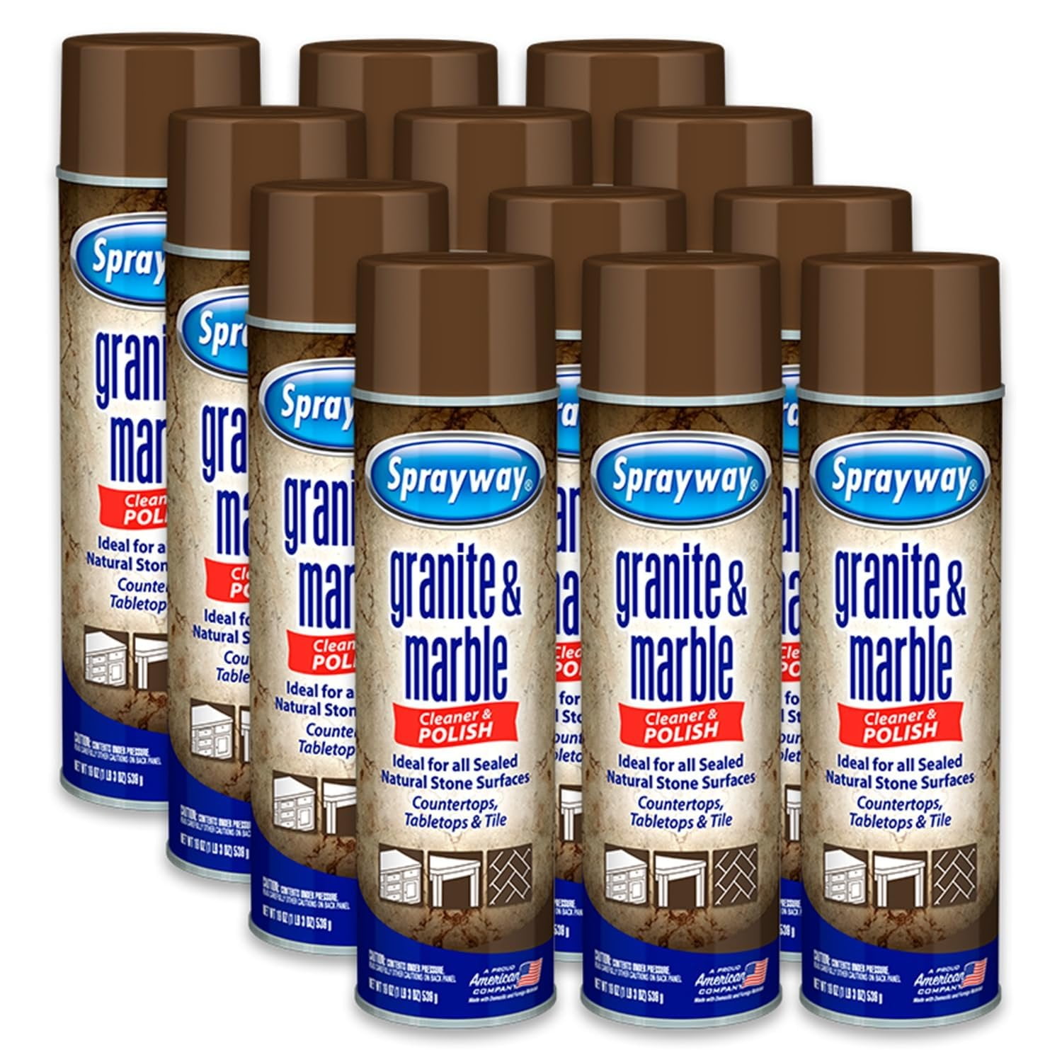 Sprayway Granite & Marble Cleaner Aerosol Spray - Foaming Action - 12 ...