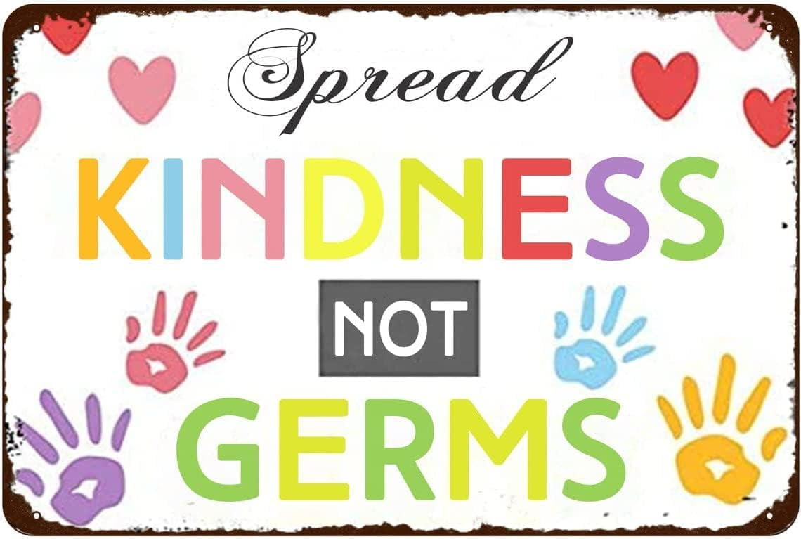 Spread Kindness Not Germs Metal Tin Sign School Health Safety Aluminum ...