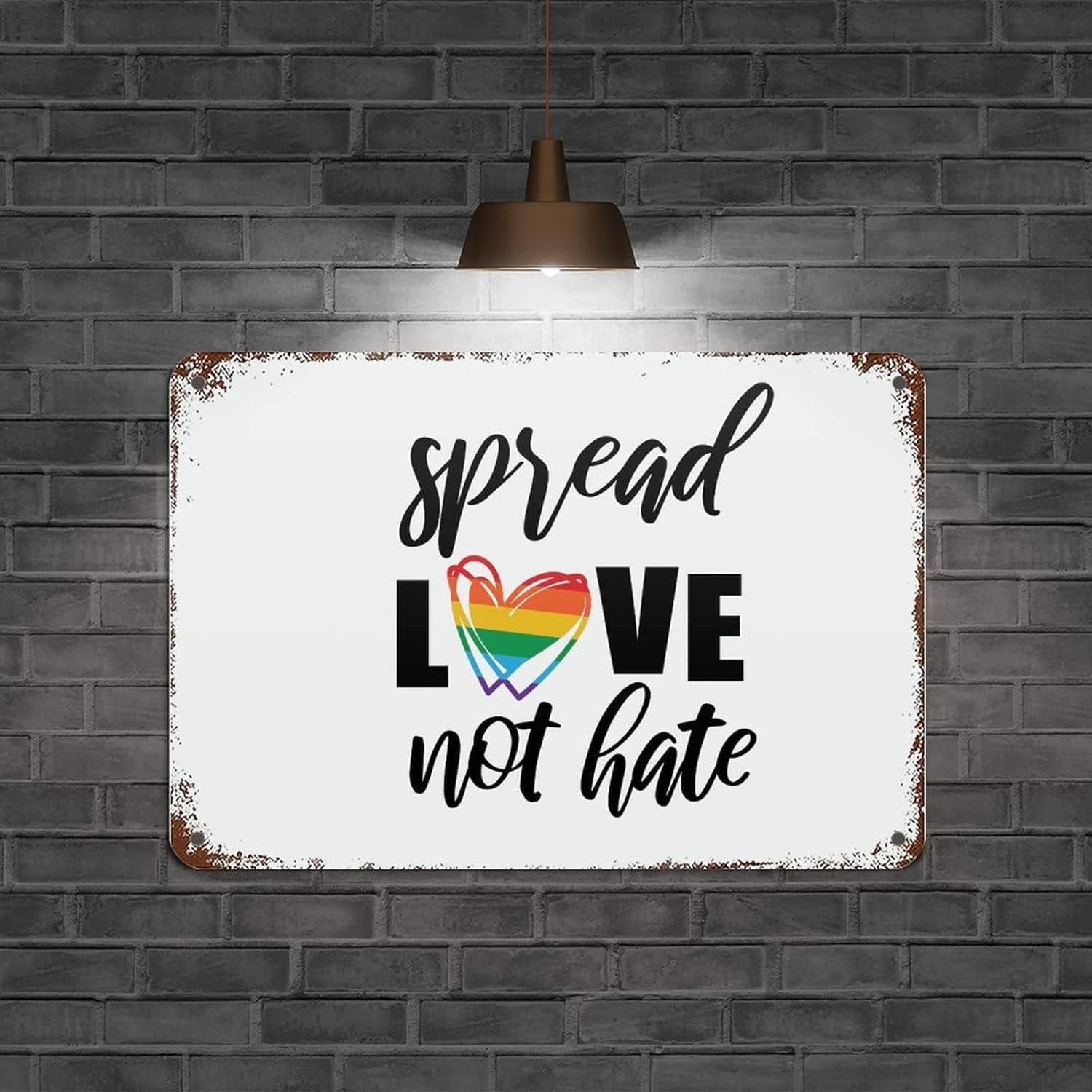 Spread Love No Hate Lgbt Heart Metal Sign Love Equalityity Rights LGBTQ ...