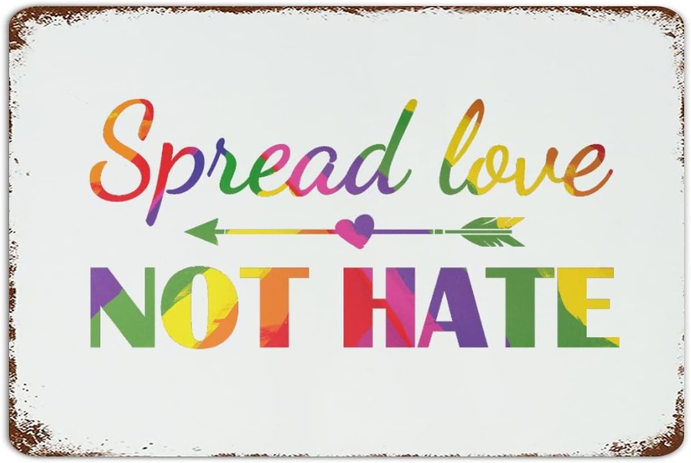 Spread Love Not Hate Decorative Metal Sign Custom Coffee Bar Signs LGBT ...
